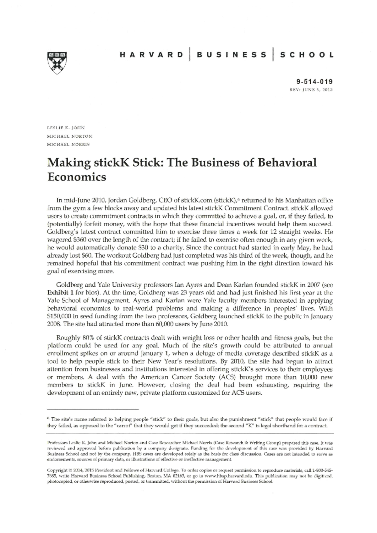 StickK Case Study: Behavioral Economics in Action - Studocu