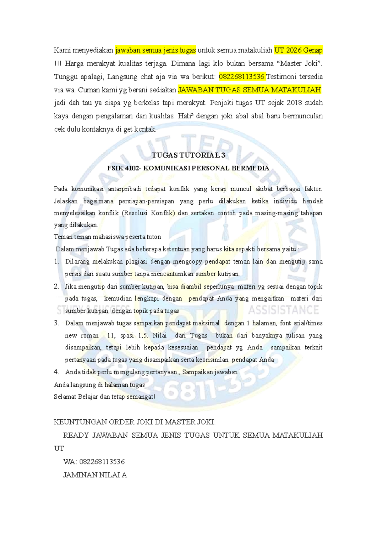 Tugas Tutorial 3-FSIK 4102: Resolusi Konflik dalam Komunikasi Personal ...