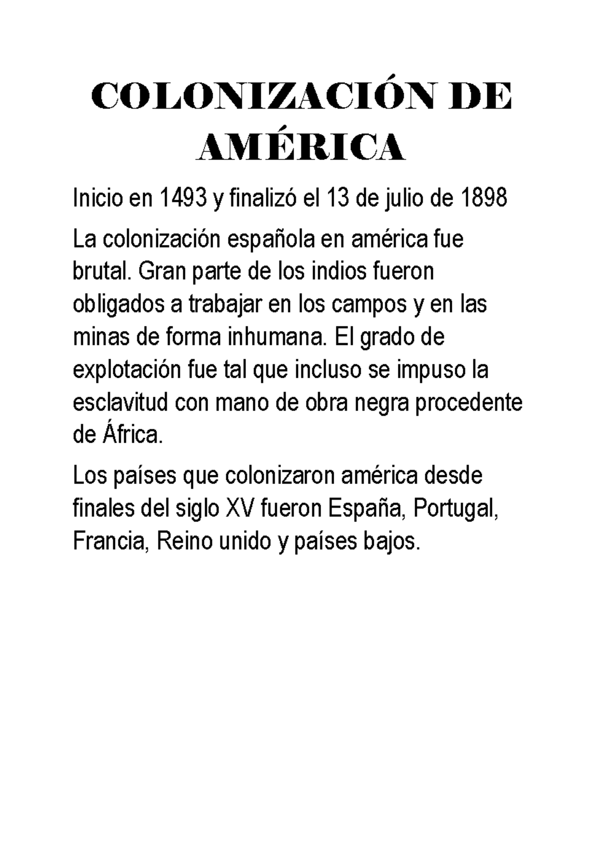 Colonización Española DE América - COLONIZACIÓN DE AMÉRICA Inicio en ...