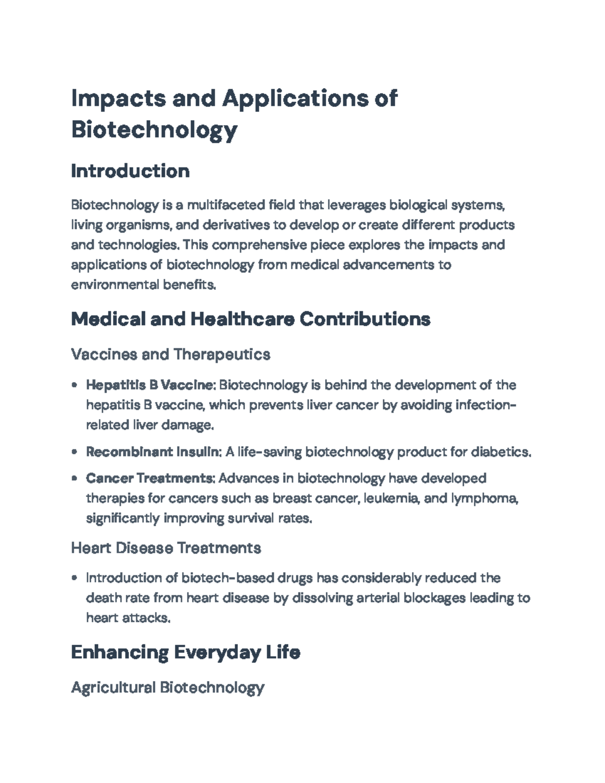 Biotechnology: Impacts, Applications, and Ethical Considerations ...