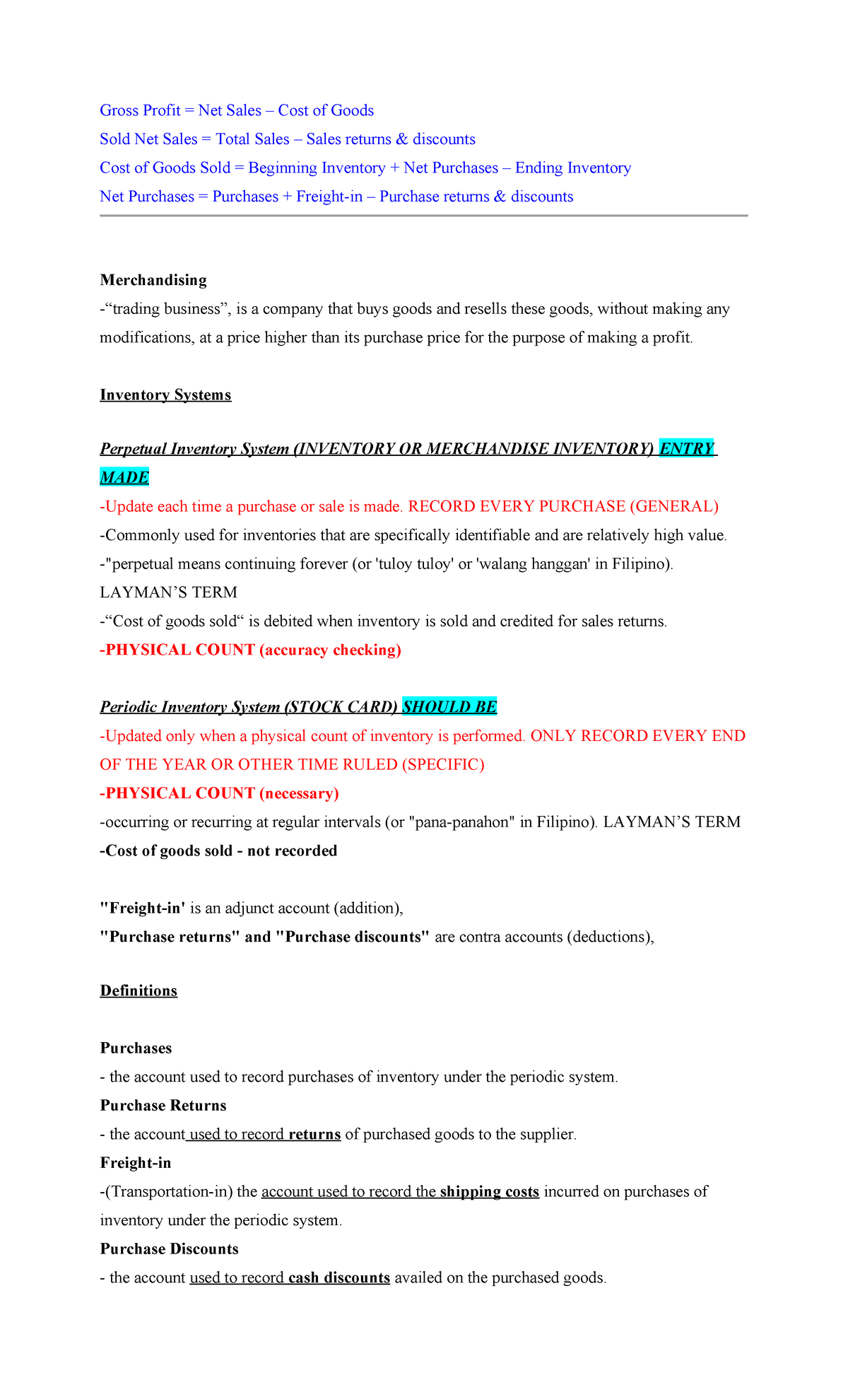 FABM 101: Comprehensive Review of Gross Profit and Inventory Systems ...