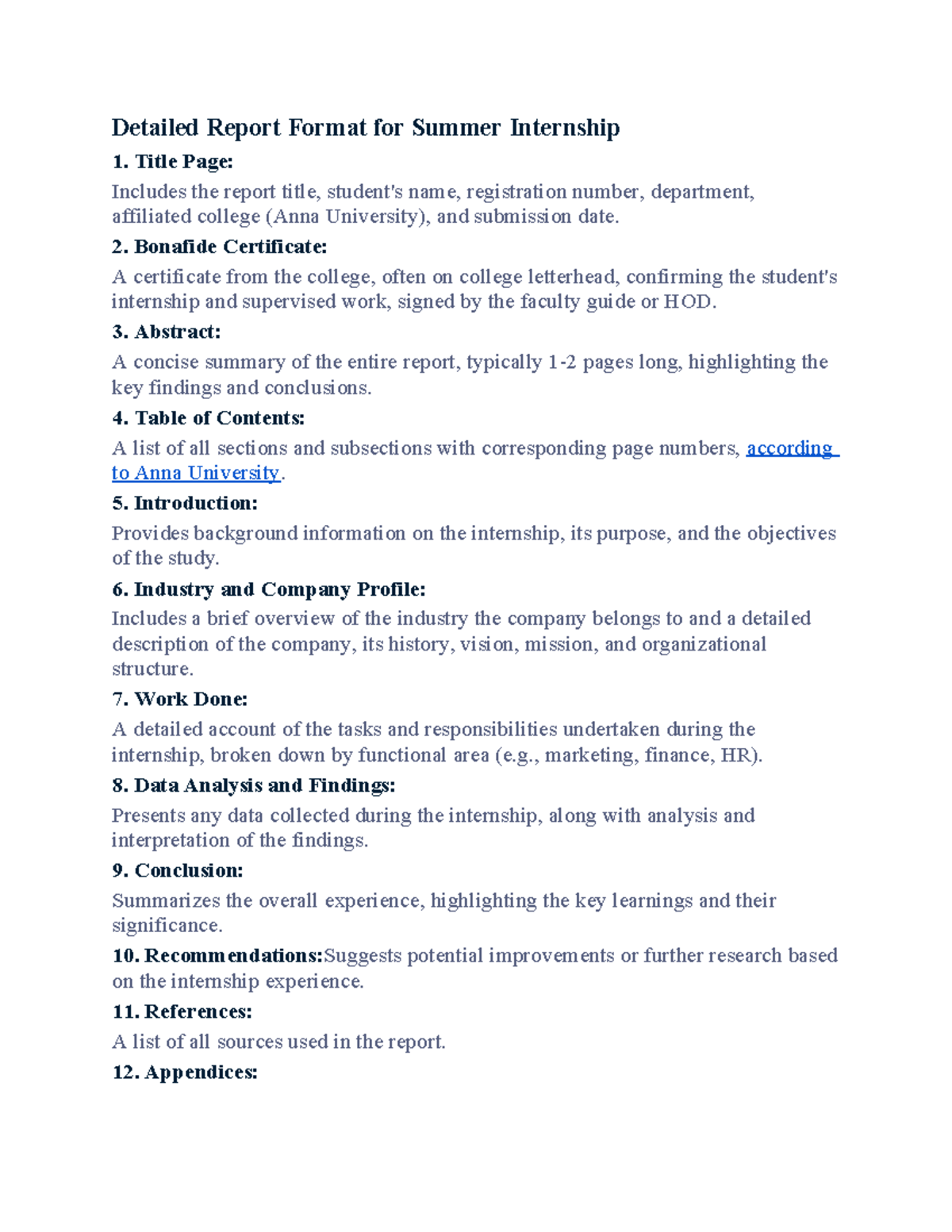 Internship Report Format - Anna University Guidelines - Studocu