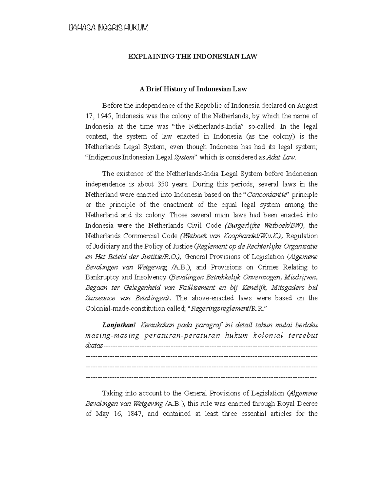 Bahasa Inggris Hukum: Explaining the Indonesian legal system and its ...