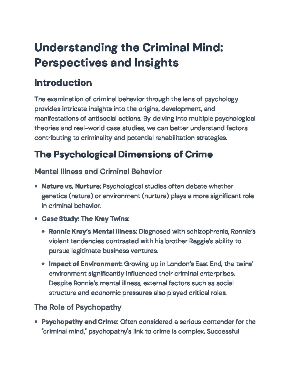Understanding the Criminal Mind: Psych Perspectives & Case Studies ...