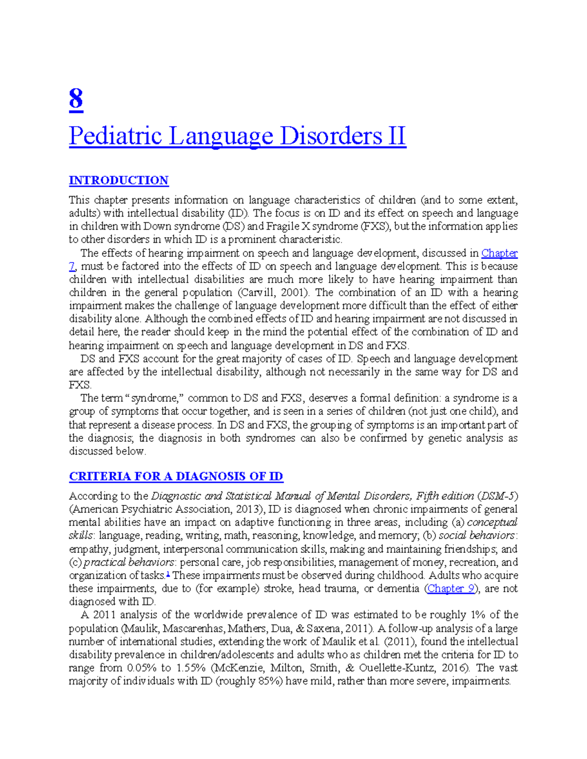 Language Characteristics and Disorders in Fragile X Syndrome (FXS ...
