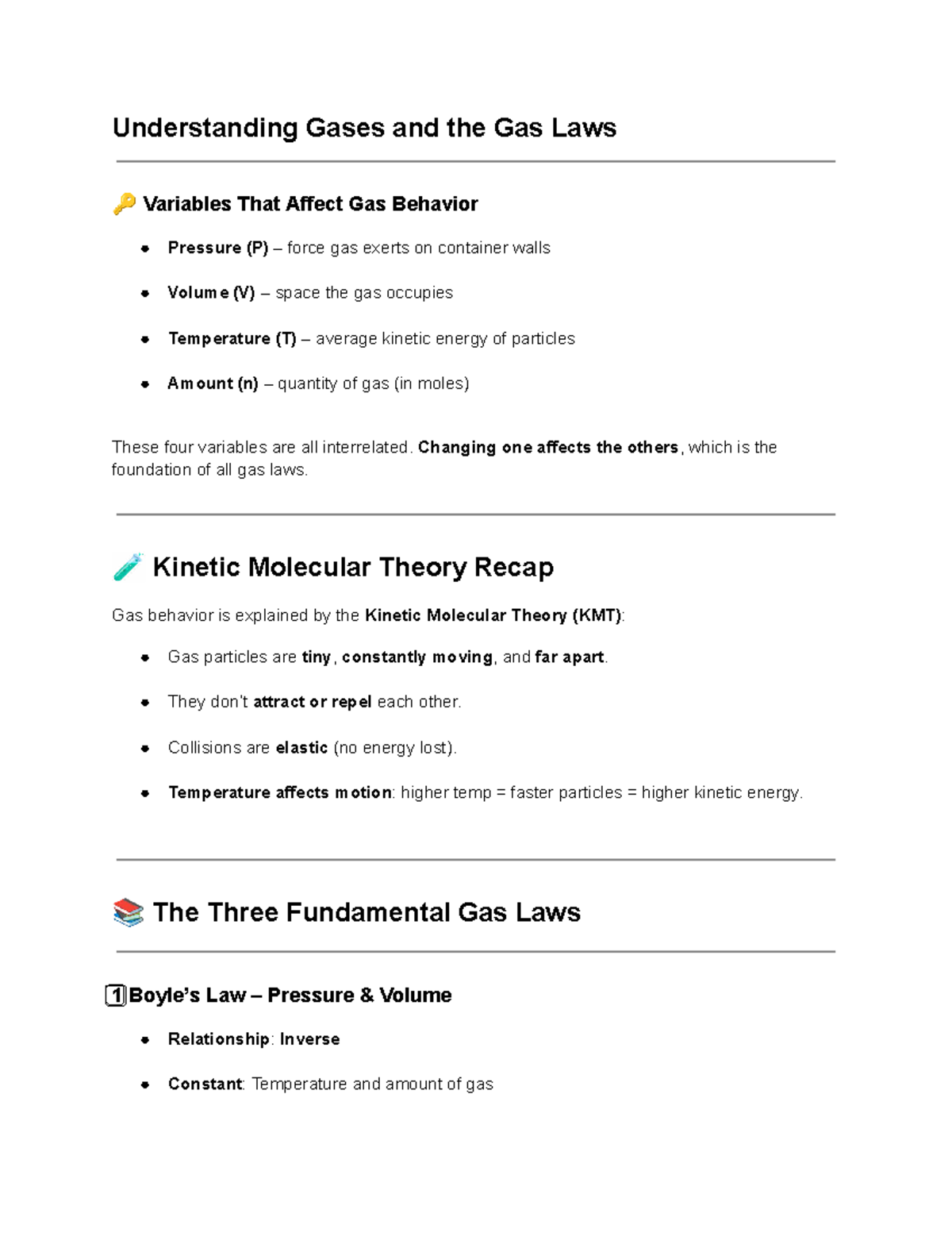 Chapter 14 Glencoe summary: Understanding gases and gas laws - Studocu