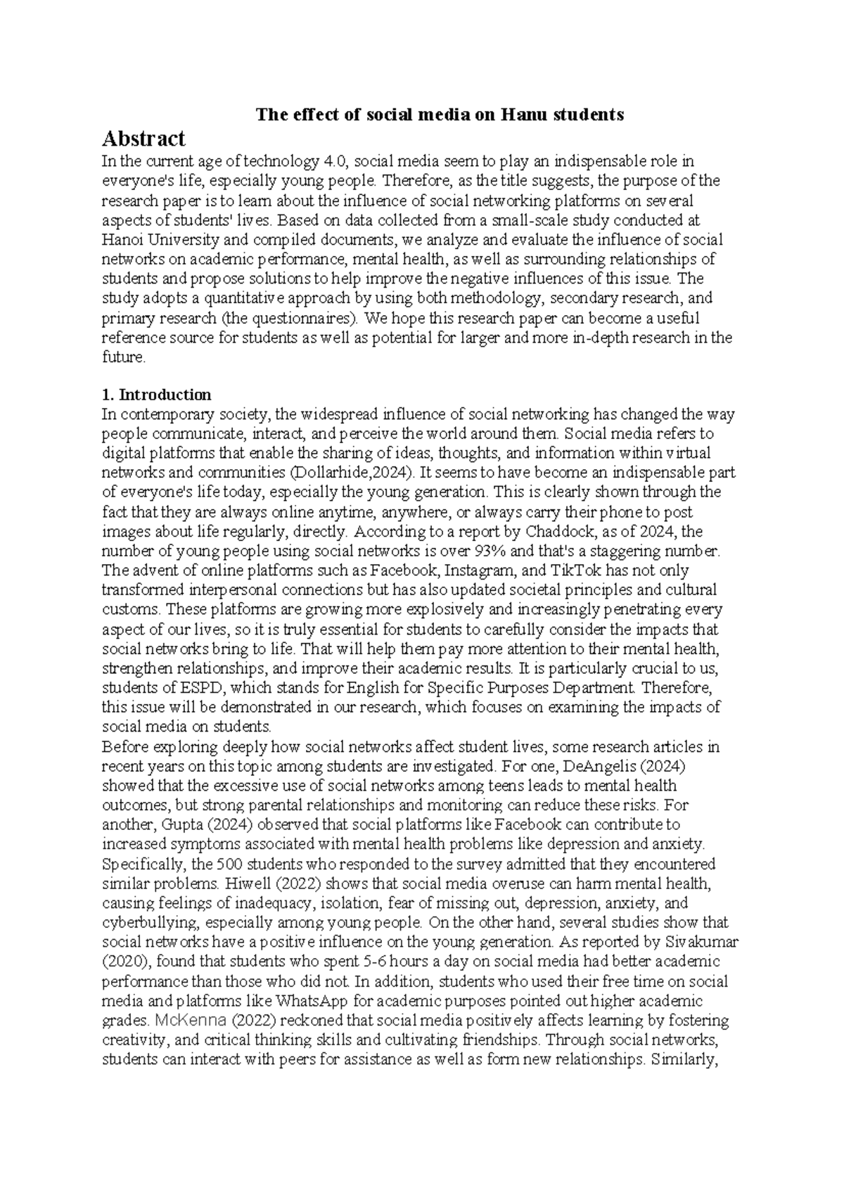 The Impact of Social Media on Hanu Students: An ESPD Research Study ...