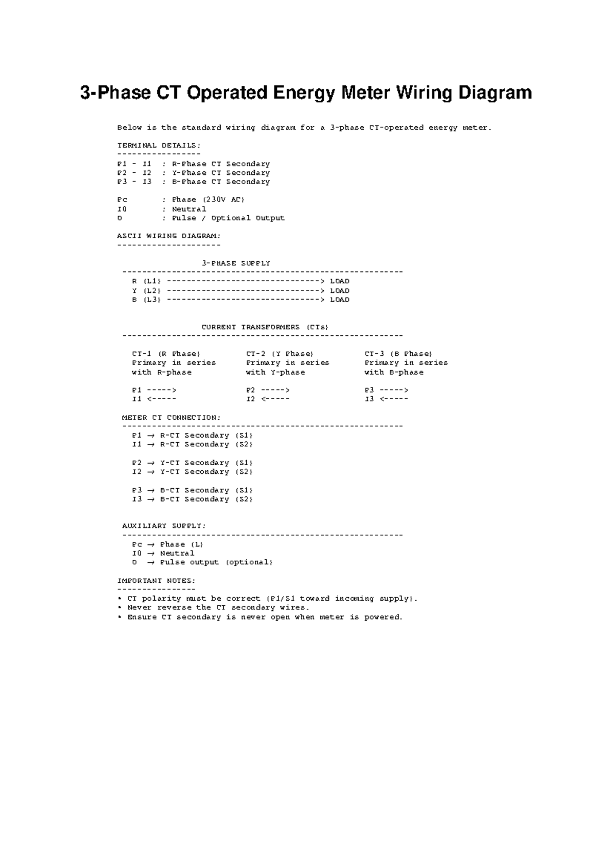 3-Phase CT Meter Wiring Diagram and Connection Details - Studocu