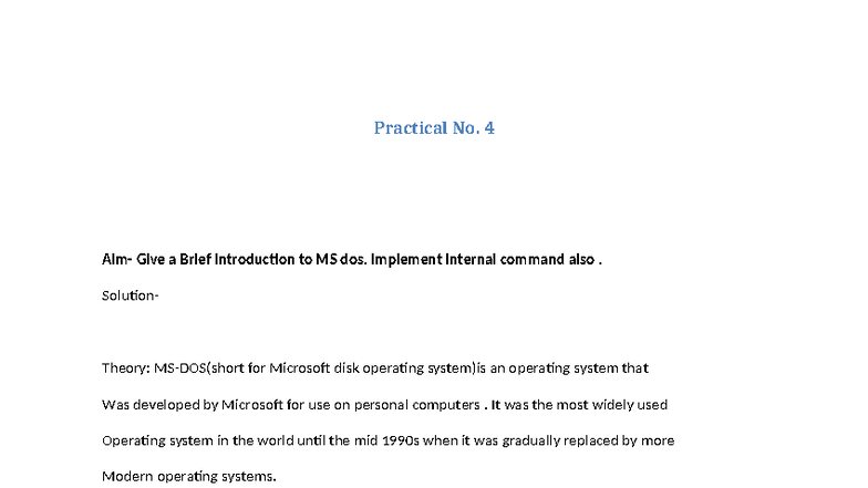 DOS Commands: Brief Intro to MS-DOS & Internal Command Implementation ...