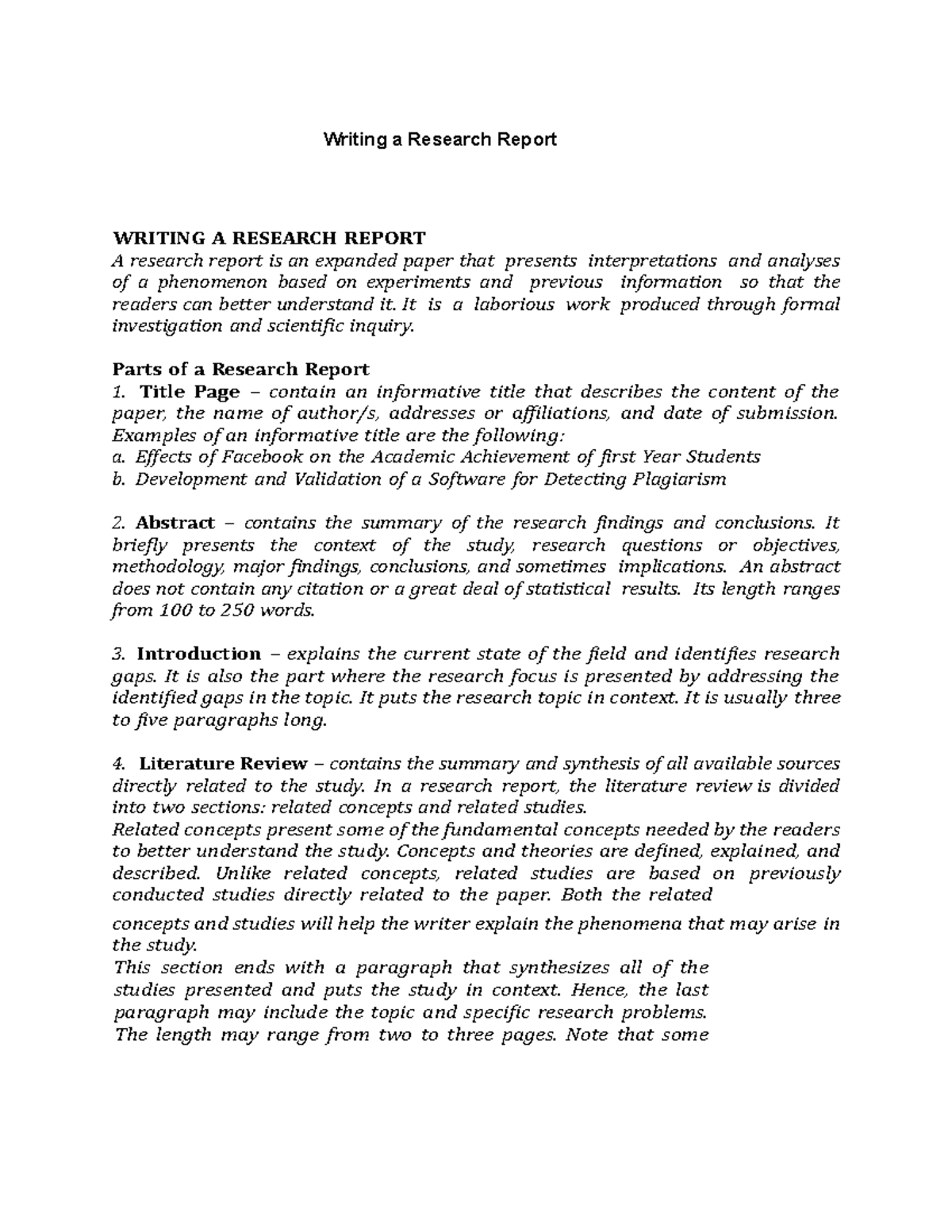 Chapter 7 - Writing a Research Report - Writing a Research Report ...