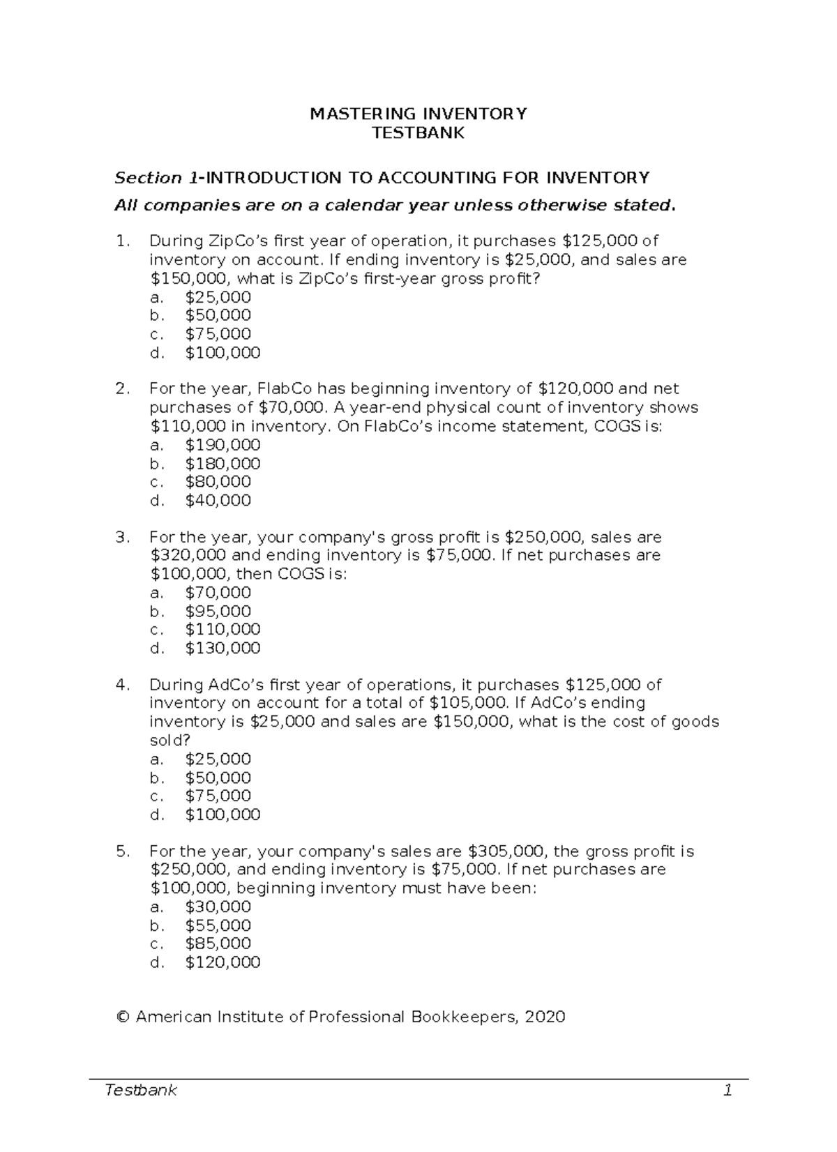 ACC 201: Mastering Inventory Practice Test Questions and Solutions ...
