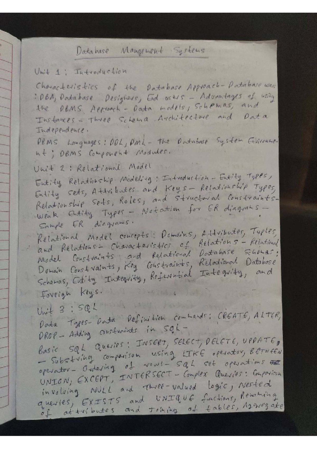 DBMS 101: Comprehensive Notes on Database Management Systems - Studocu