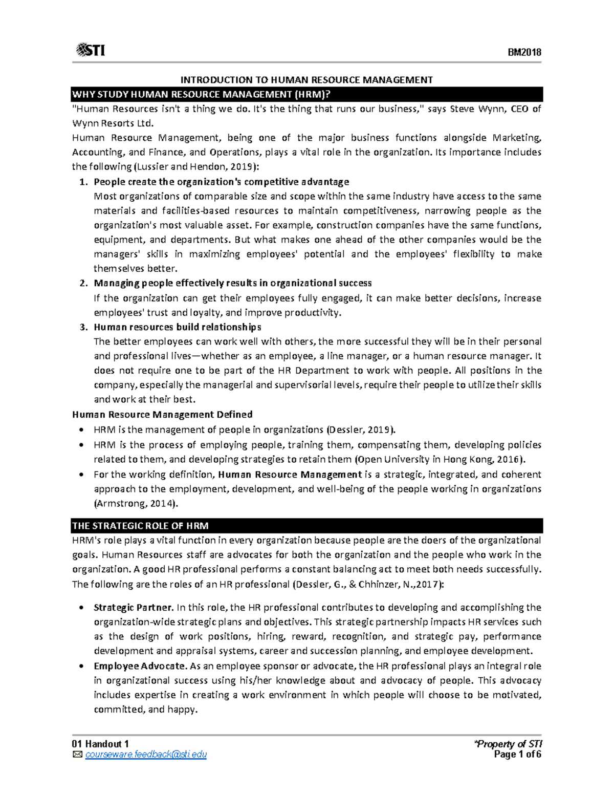 PE3 - Handouts on Human Resource Management Essentials - Studocu