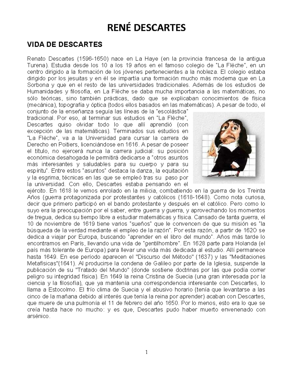 Descartes Tema - RENÉ DESCARTES VIDA DE DESCARTES Renato Descartes ...