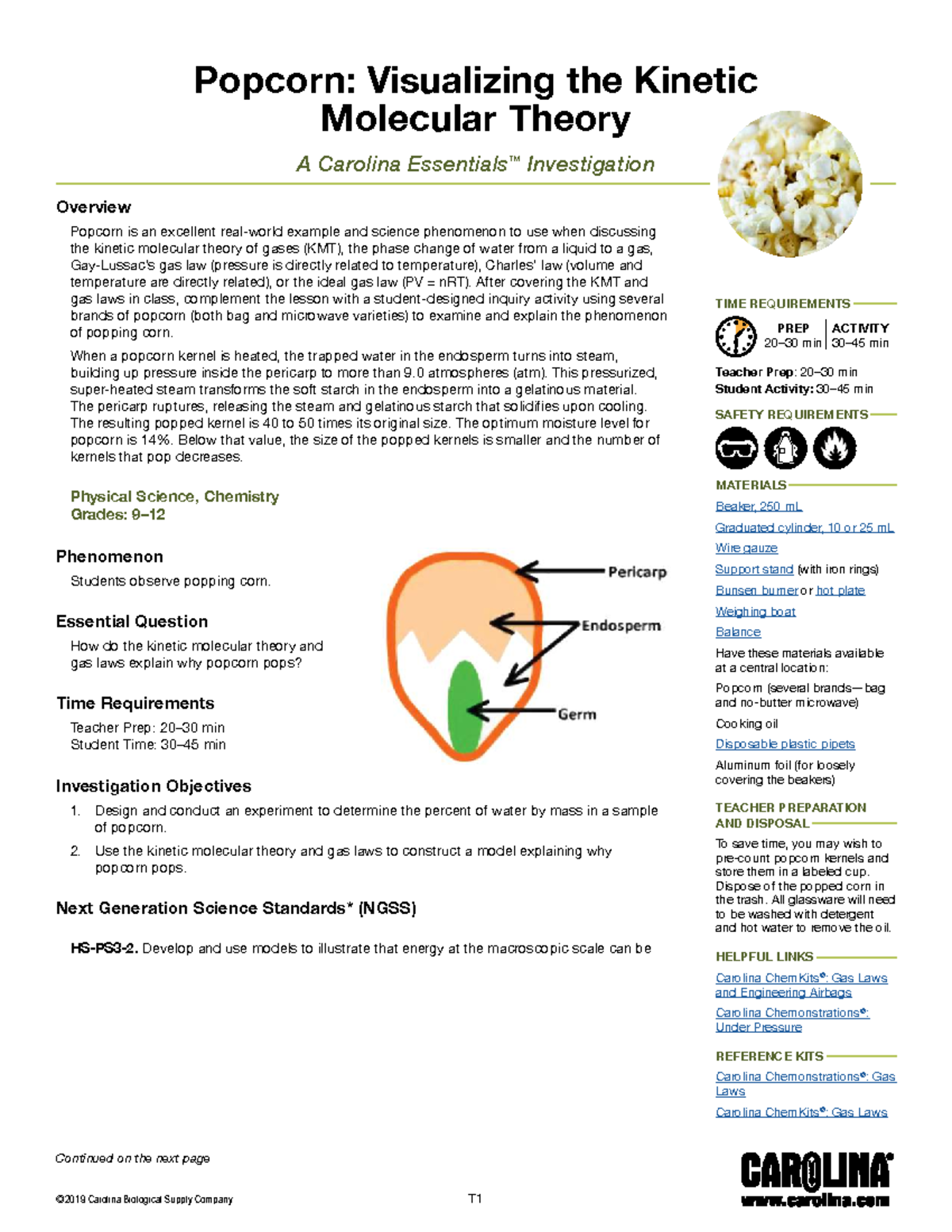 Popcorn: Exploring Kinetic Molecular Theory in a Science Investigation ...