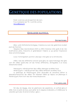 Génétique formelle (cours 1) - Génétique Formelle Cours 1 Le genome est ...