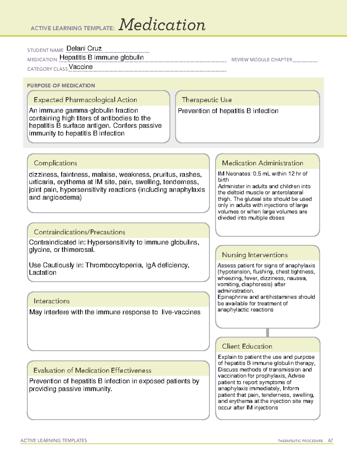 ATI Template: Hepatitis B Vaccine Active Learning Guide - Studocu