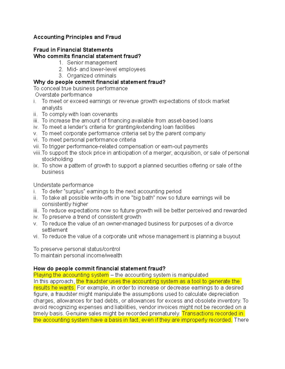 Accounting Principles and Fraud: Insights on Financial Misreporting ...