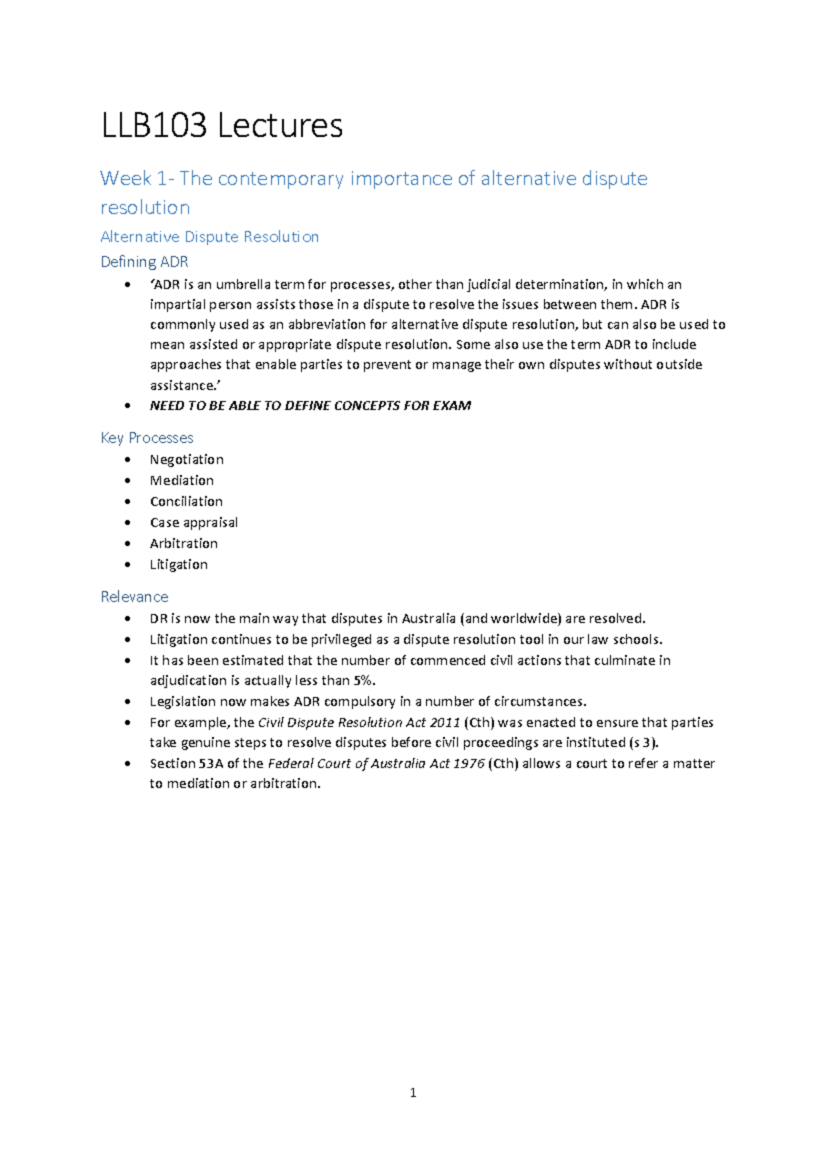 Llb103 complete lecture and tutorial notes - LLB103 Lectures Week 1 ...