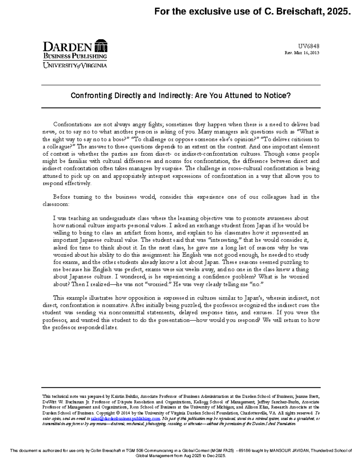 Understanding Direct vs. Indirect Confrontation in TGM 506 - Studocu
