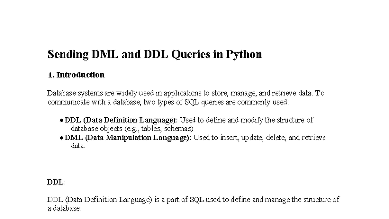 Executing DML & DDL Queries in Python: A Comprehensive Guide - Studocu