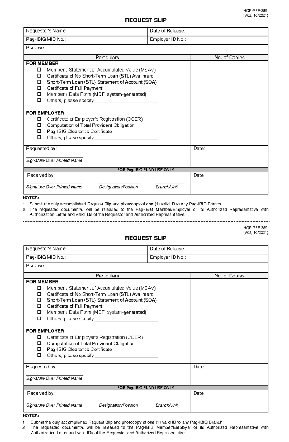(V02) Pag-ibig Request Slip for Member Services and Documentation - Studocu