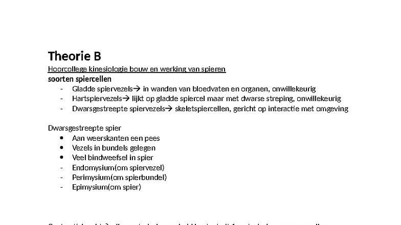 Theorie B: Hoorcollege over Spierbouw en Spierziekten in Kinesiologie ...