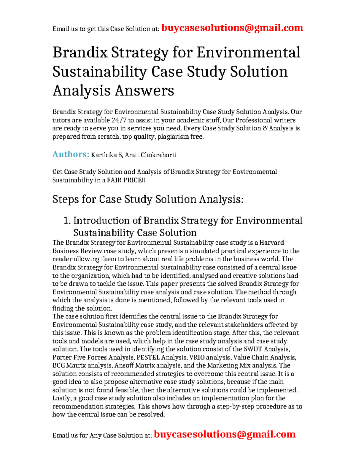 **Case Study Solution: Brandix Strategy for Environmental ...
