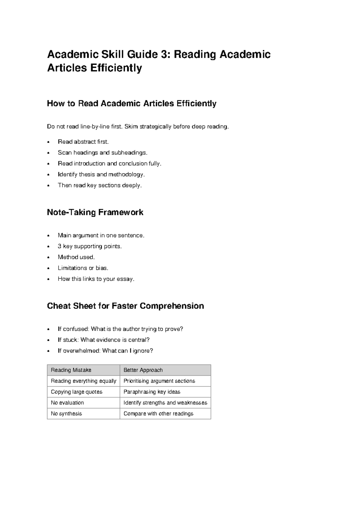 Academic Skill 3: Efficient Strategies for Reading Articles - Studocu