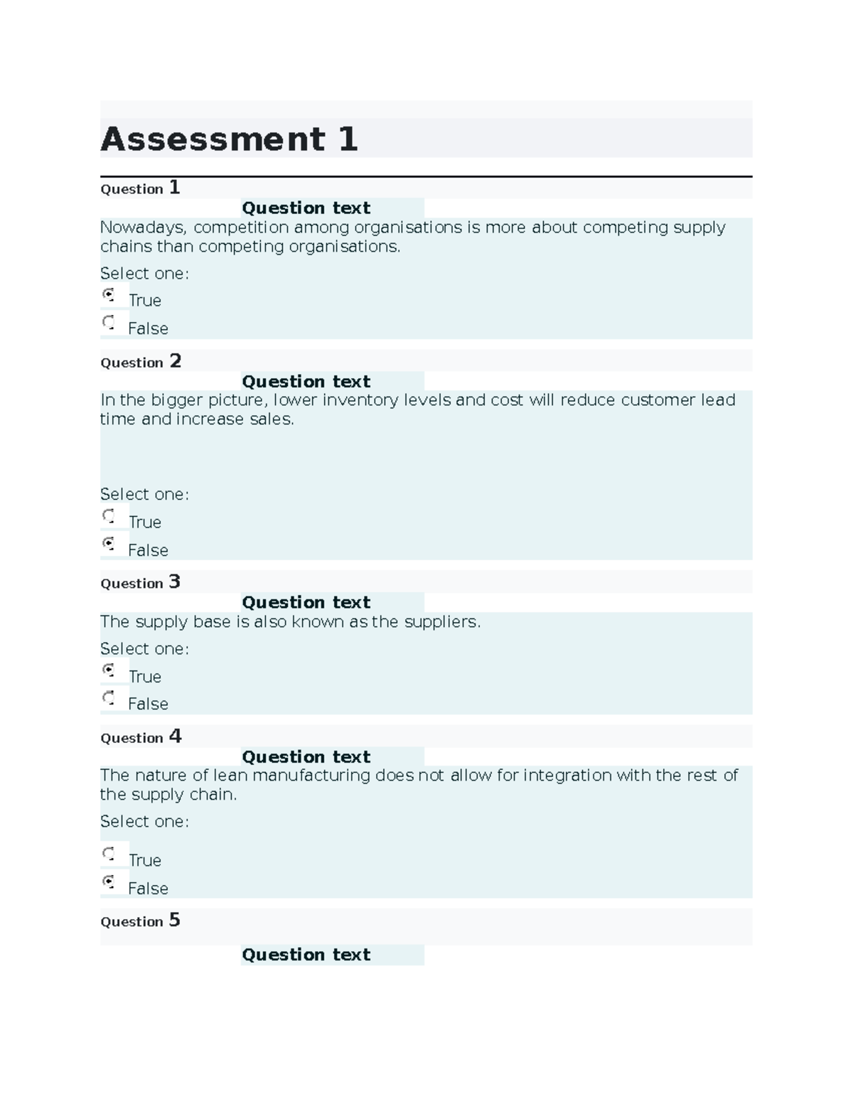 MNP 2601 - Comprehensive Assessment 1-5 Overview and Questions - Studocu