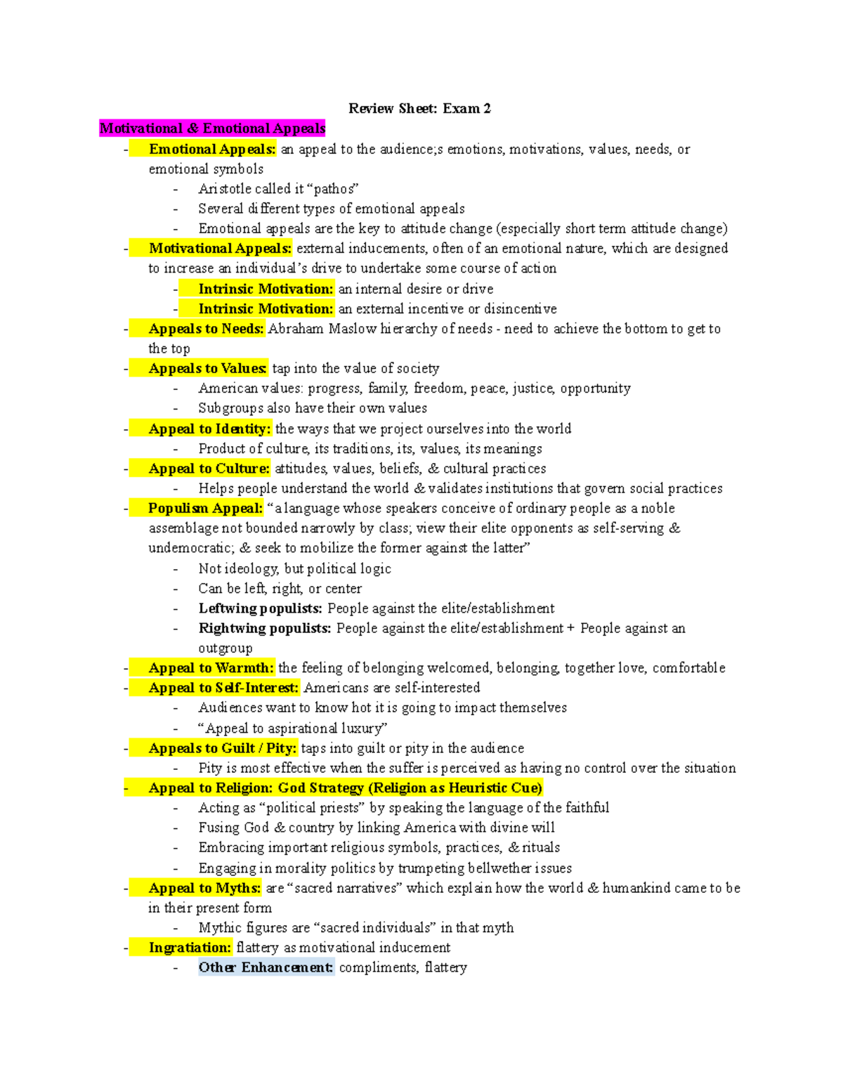 Review Sheet Exam 2 - exam 2 study guide - Review Sheet: Exam 2 ...