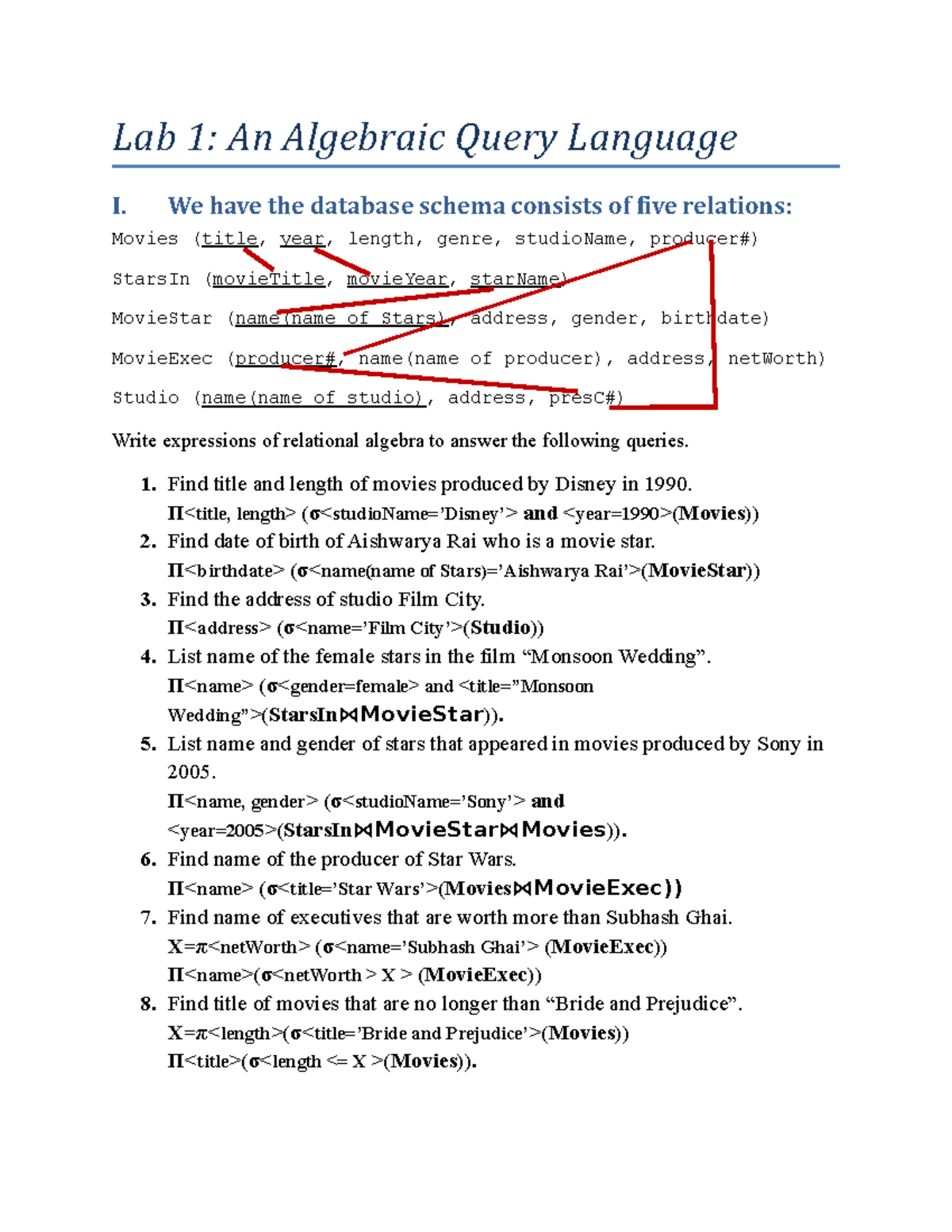 Lab1-DBI202: Relational Algebra Queries and Constraints Analysis - Studocu