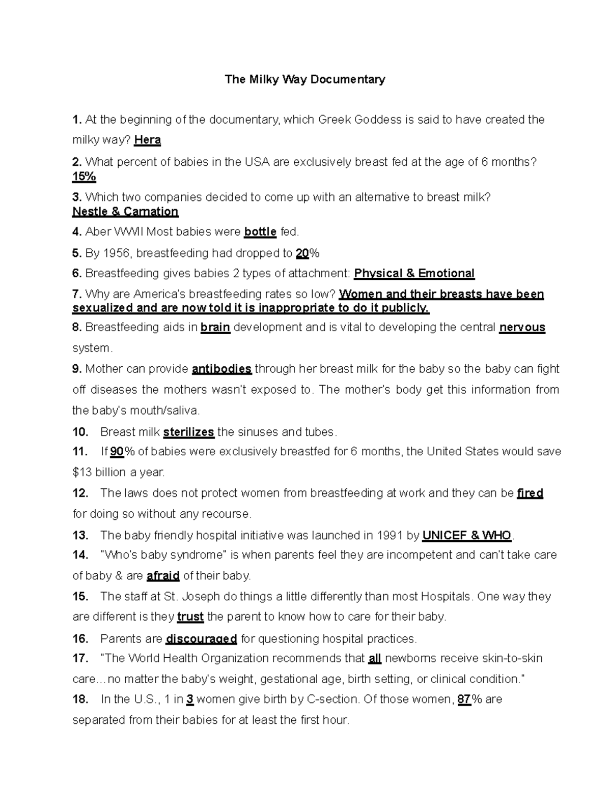 The Milky Way Documentary Guided notes - The Milky Way Documentary At ...