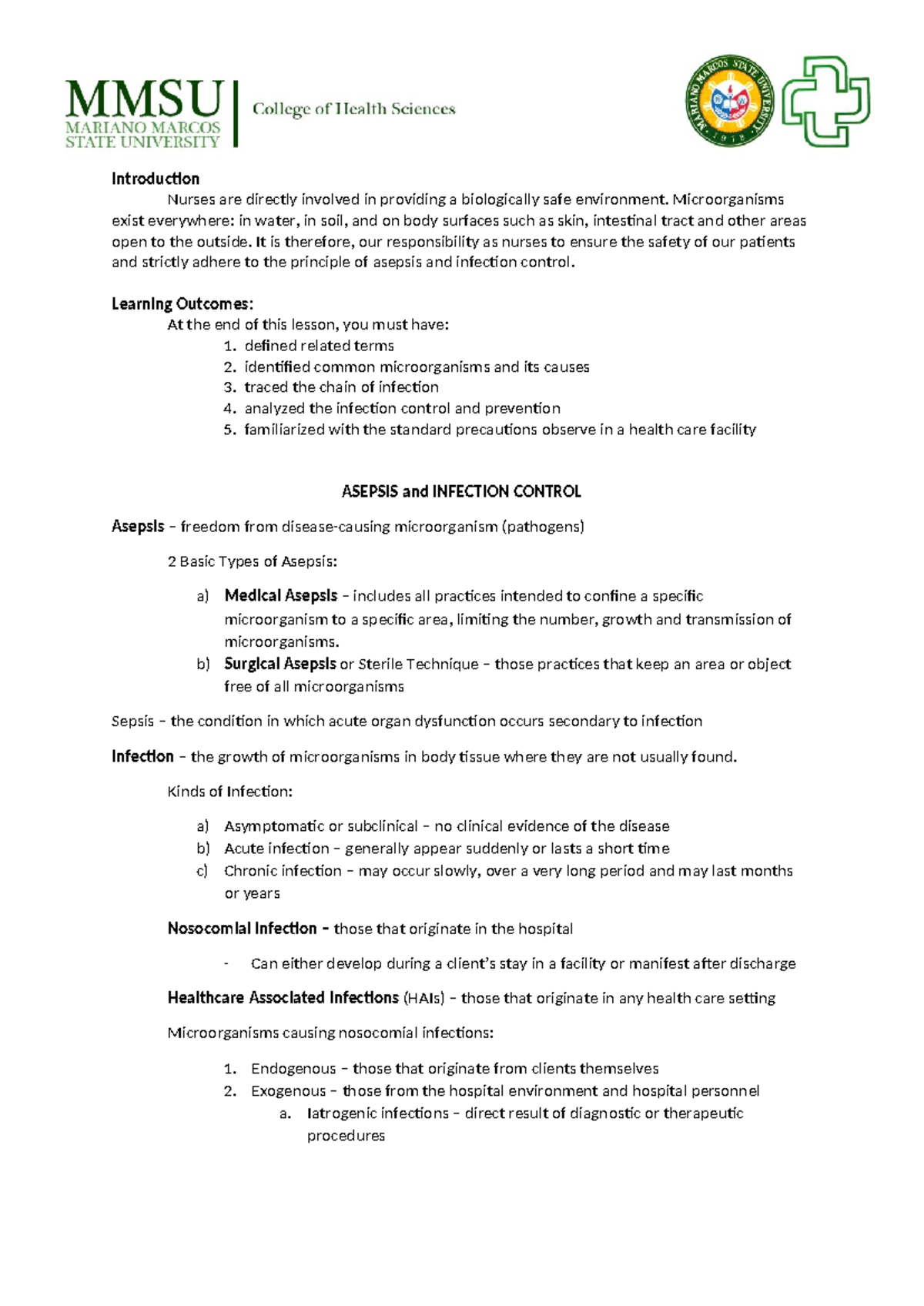 Infection Control and Aseptic Protocols: Asepsis Infection Safety 1 ...