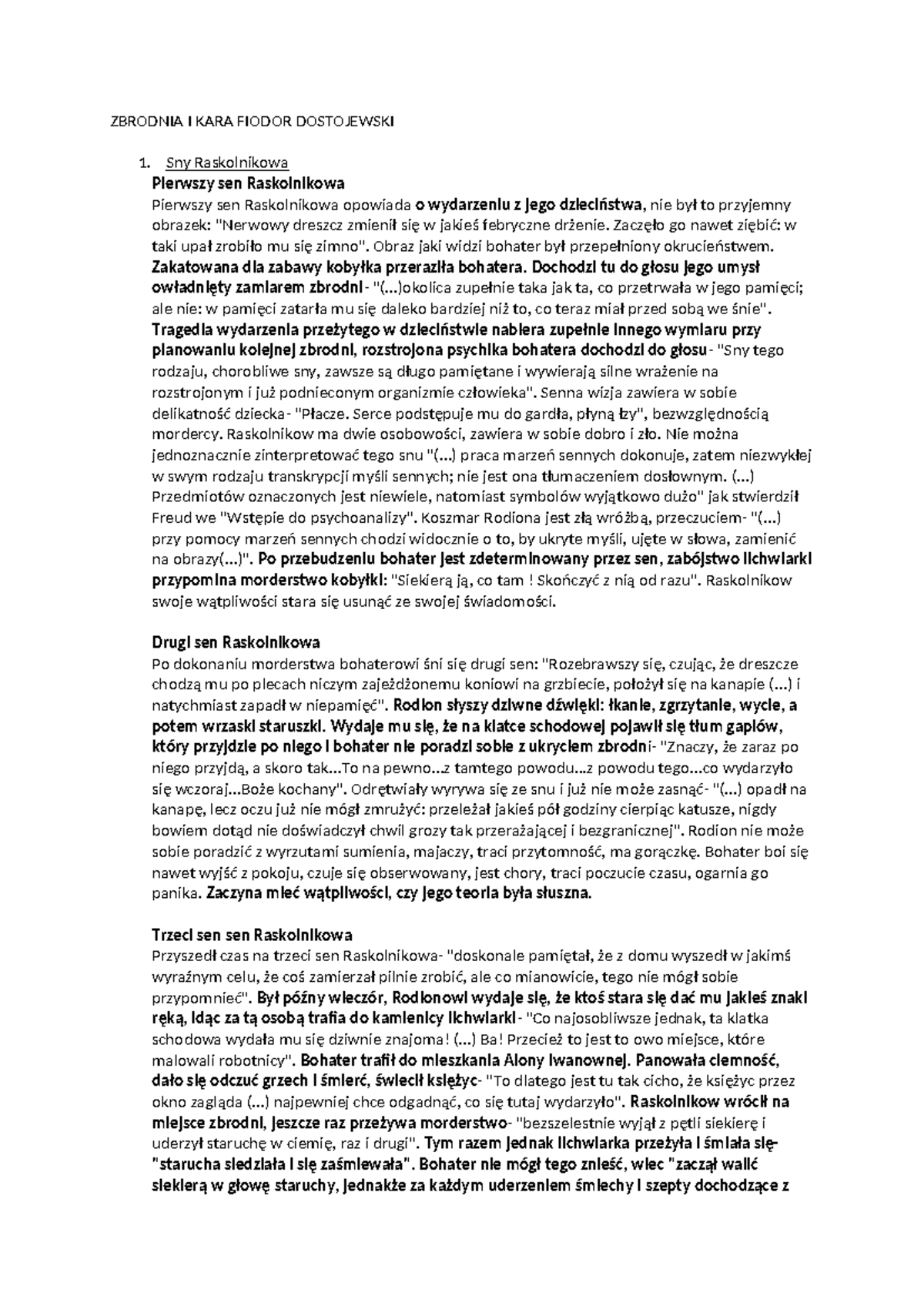 Analiza snów Raskolnikowa w Zbrodni i karze Fiodora Dostojewskiego ...