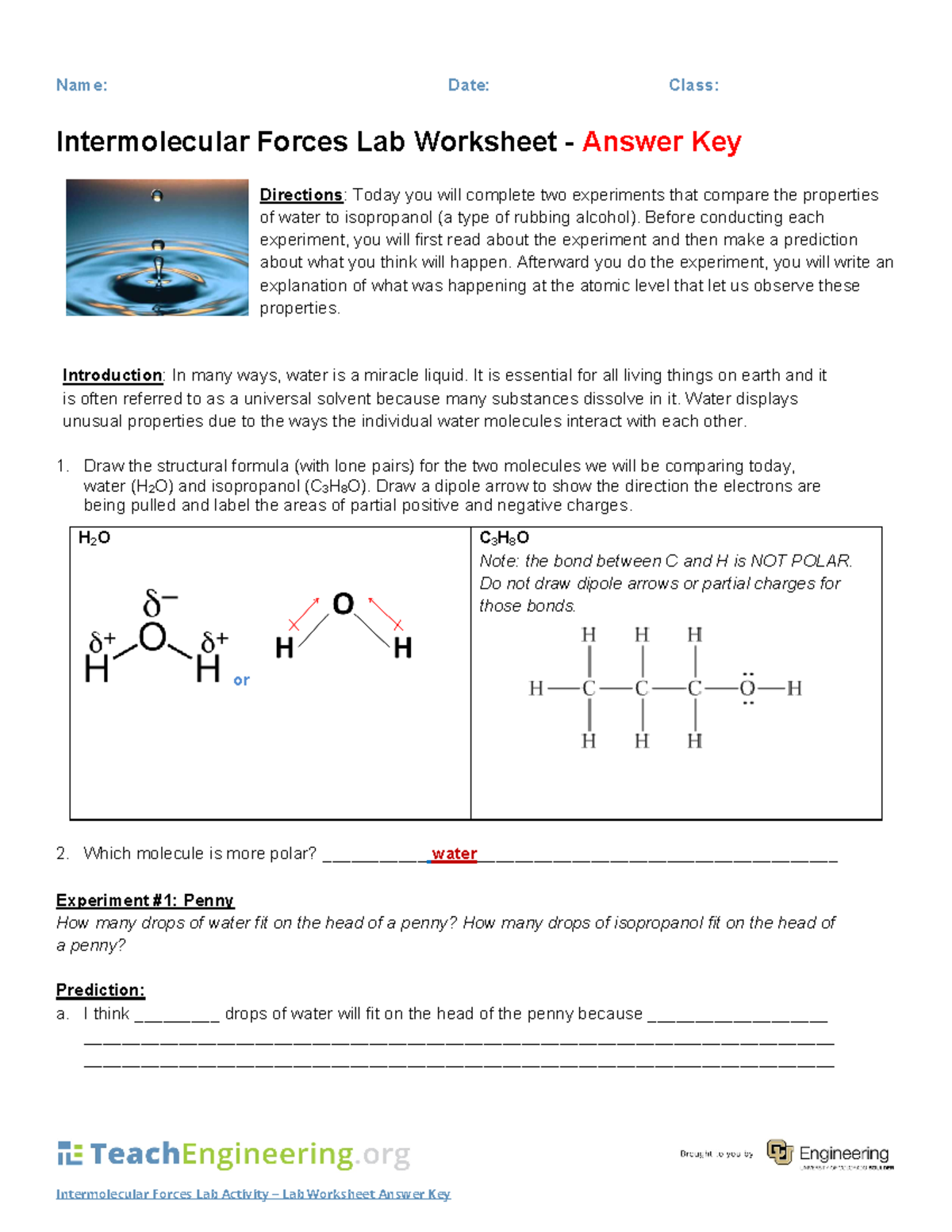 Intermolecular Forces Lab Worksheet Answer Key - Studocu