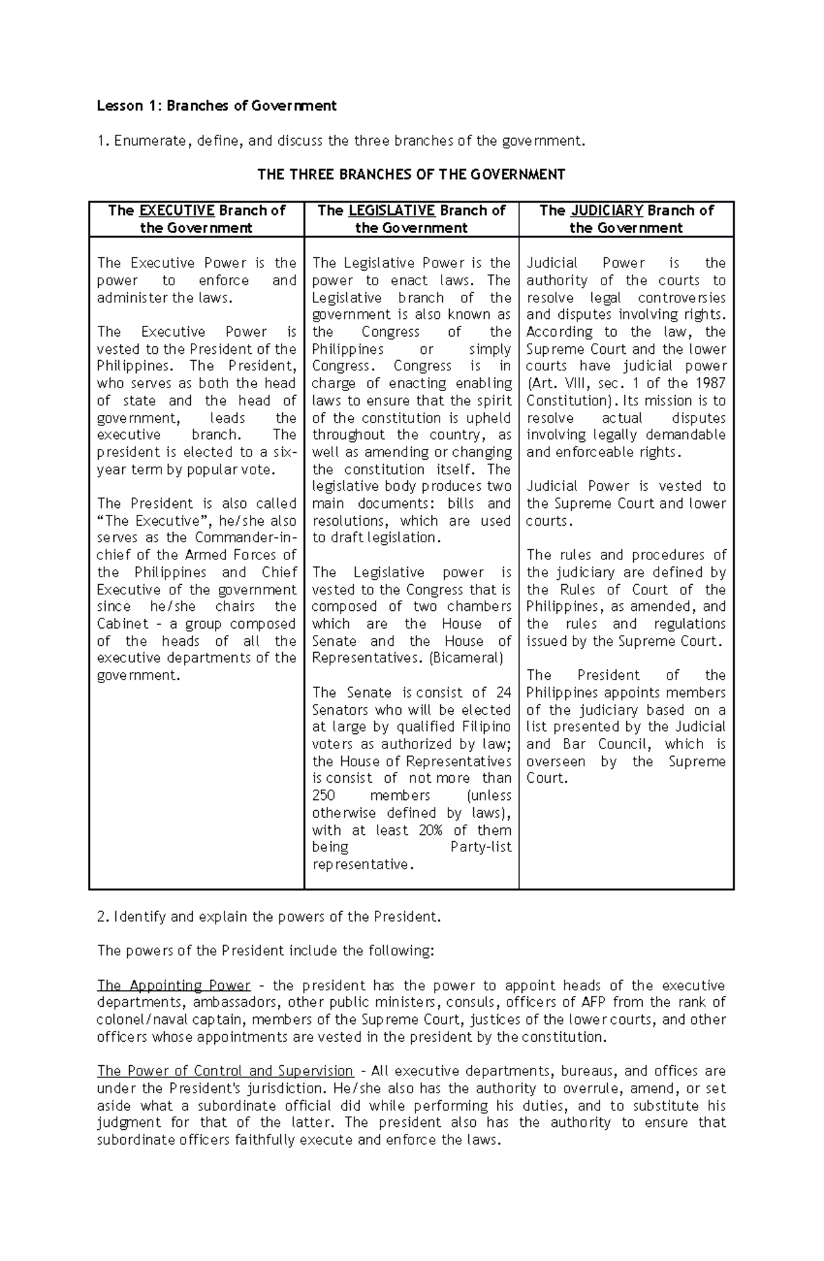 Module 3: Intro to Public Administration - Branches of Government ...