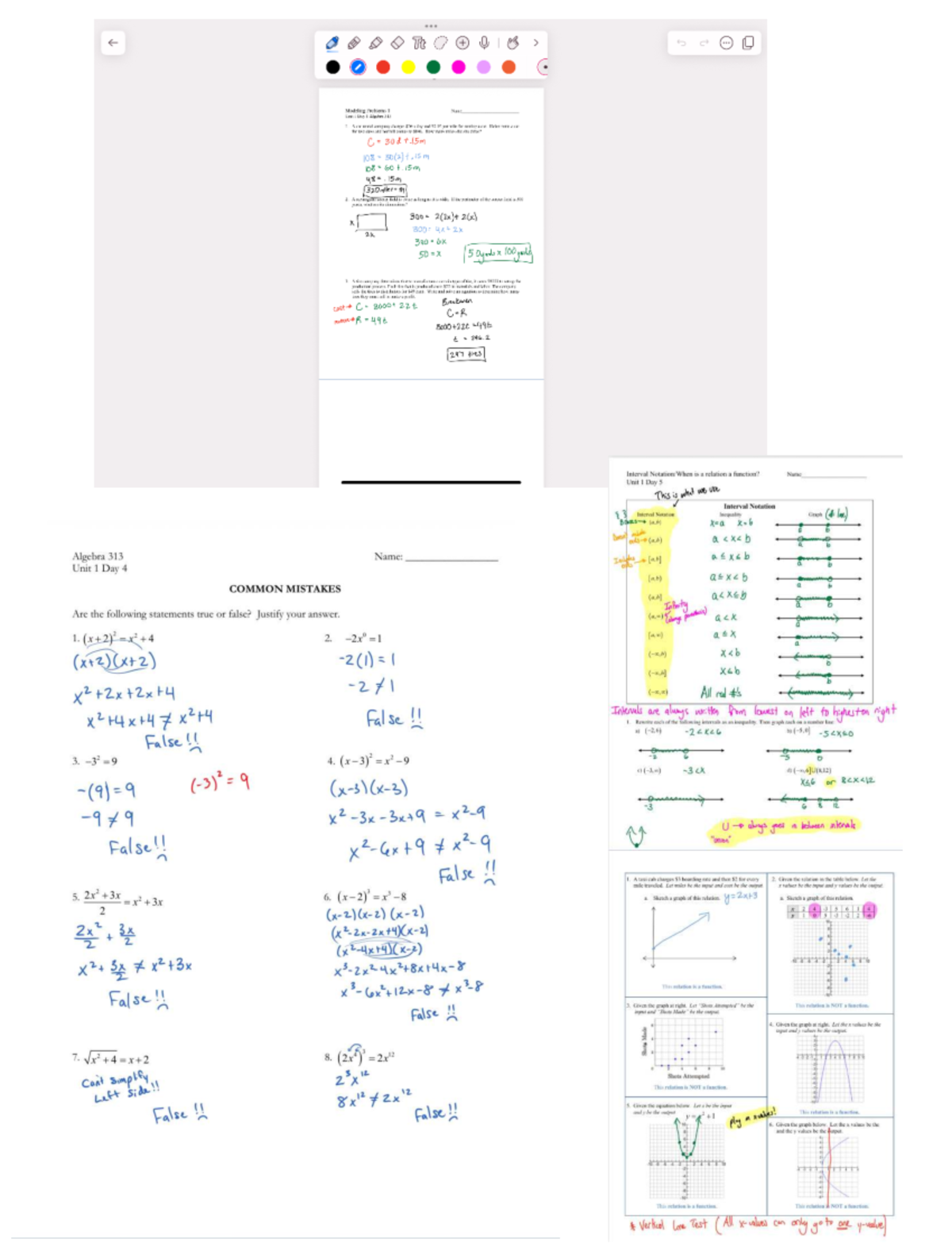 Modeling Problems in Algebra 313: Unit 1 Day 1 - Studocu