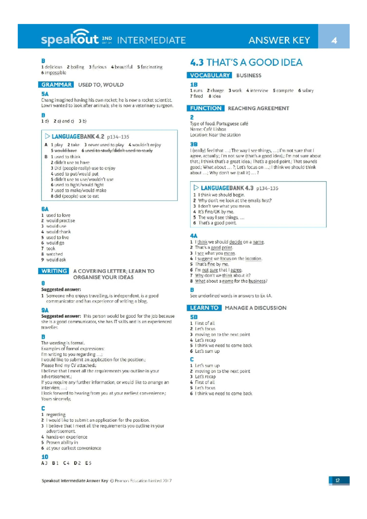 Speakout 2e Intermediate Answer Key (Pages 1-31) - Studocu