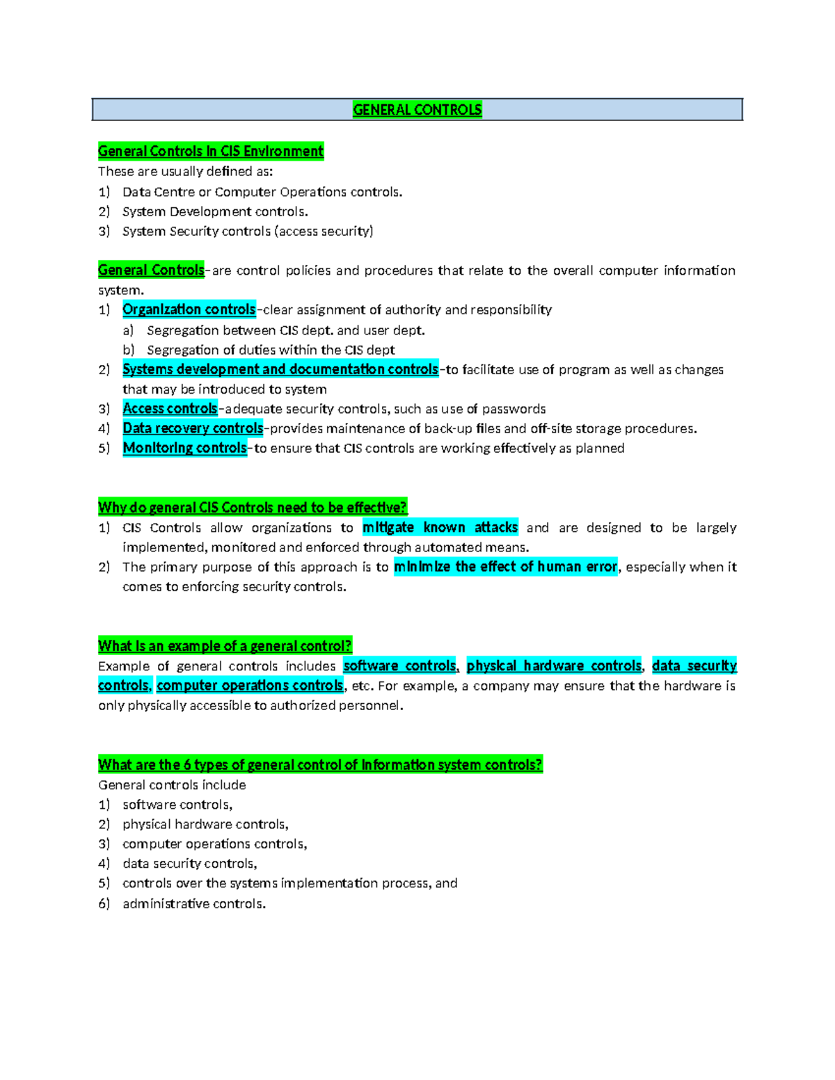 CIS- Controls Overview: General and Application Controls Explained ...