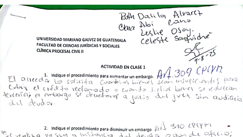 CPCYM: Actividad en Clase - Procedimientos de Embargo en Clínica Civil ...