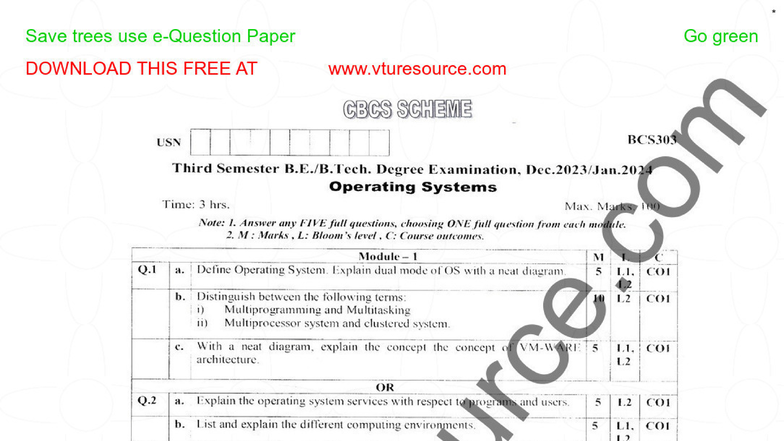 Jan-2024 - this is model question paper of BCS303 - Save trees use ...