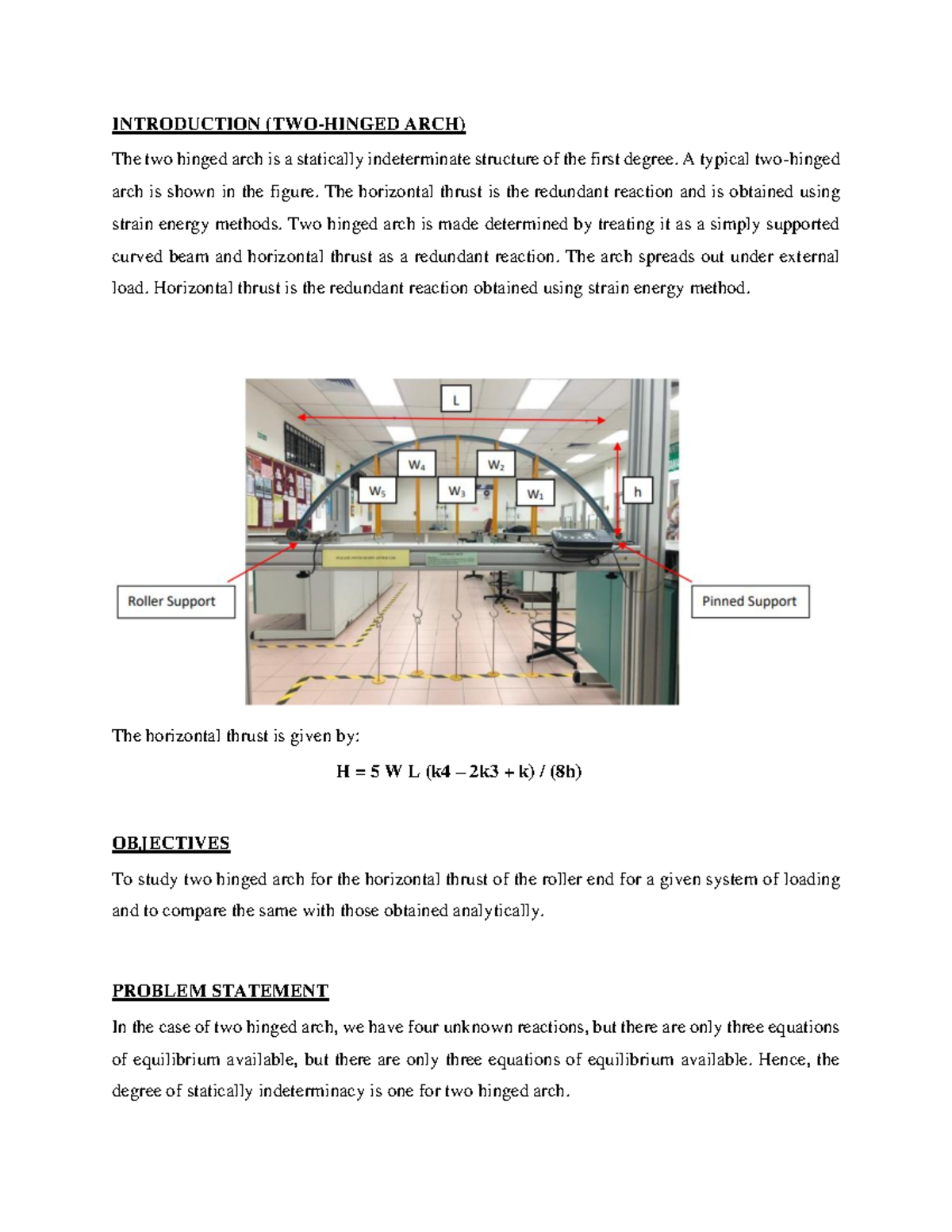 Study of Horizontal Thrust in 2 & 3 Hinged ARCH Structures - Studocu