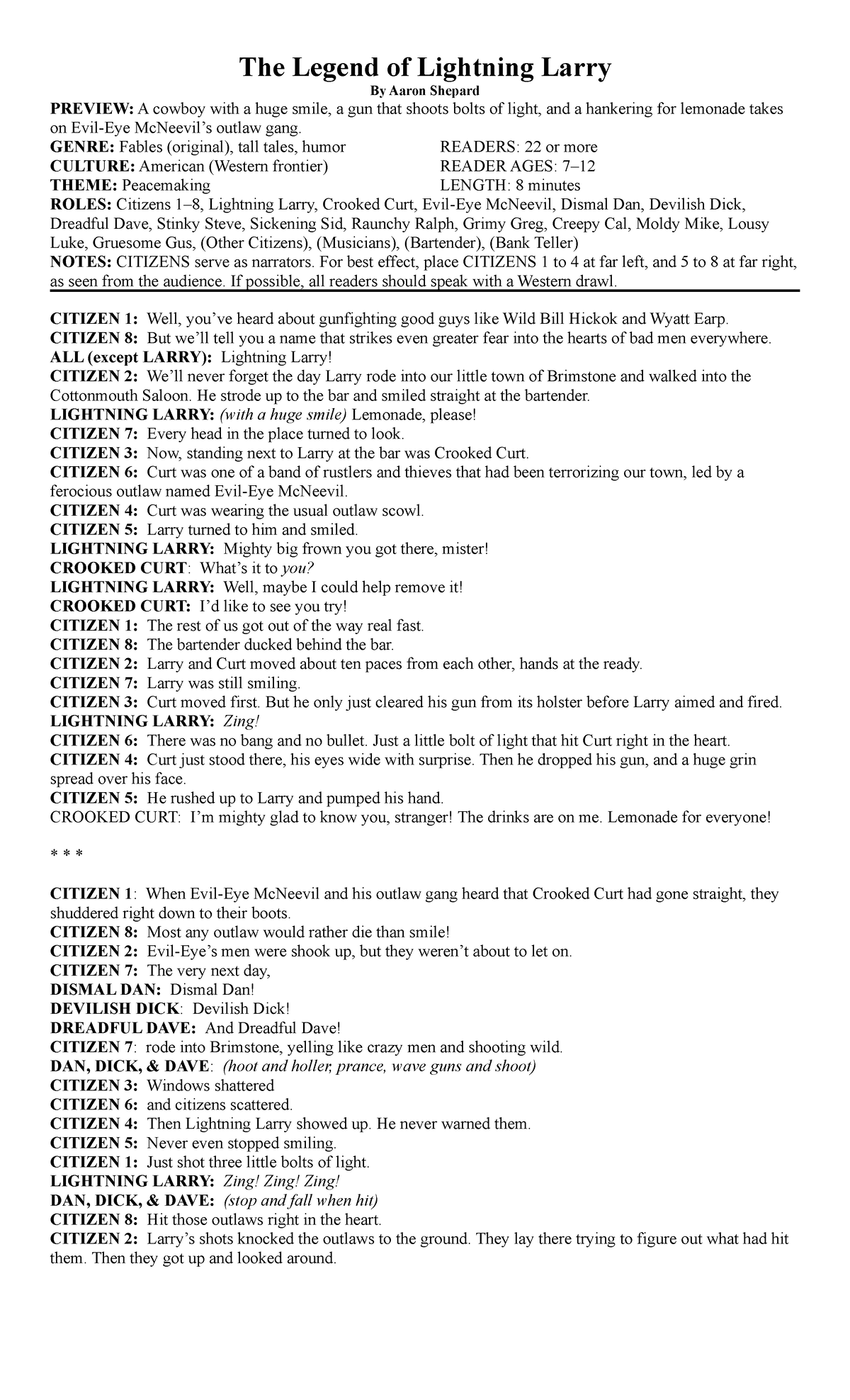 The legend kamsnsjjeneks - The Legend of Lightning Larry By Aaron ...