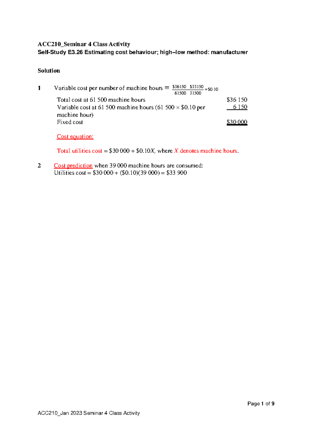 ACC210_Sem4 Class Activity Jan2024 Solutions and Variance Analysis ...