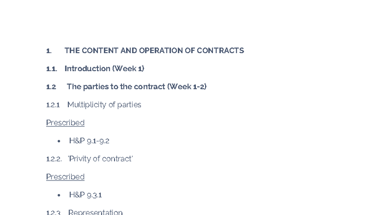 Contract Law Overview: Content & Operation of Contracts (LAW 101) - Studocu