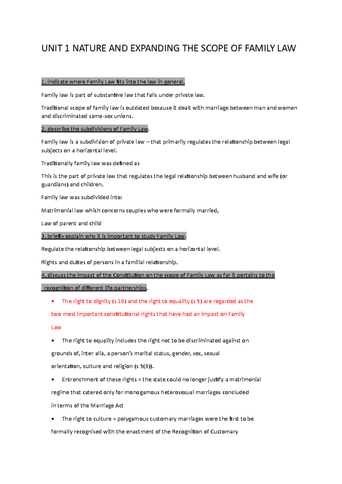 Family LAW 121 - Lecture Notes on Family Law Fundamentals - Studocu