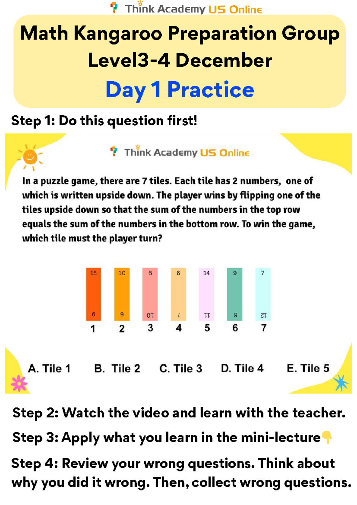 Math Kangaroo Prep Group Dec Practice Steps for Levels 3-4 - Studocu