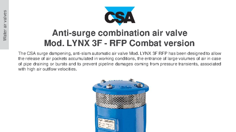 Manual de Válvulas LYNX 3F RFP - AWWA-C512 - Studocu