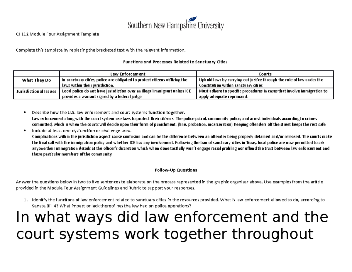 CJ 112 Module Four complete - CJ 112 Module Four Assignment Template ...